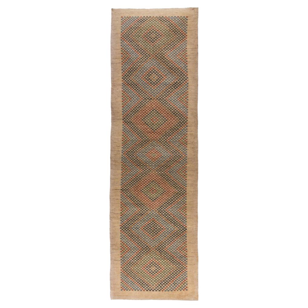Runner, Diamond Pattern Contemporary Gabbeh Persian Wool Rug For Sale ...
