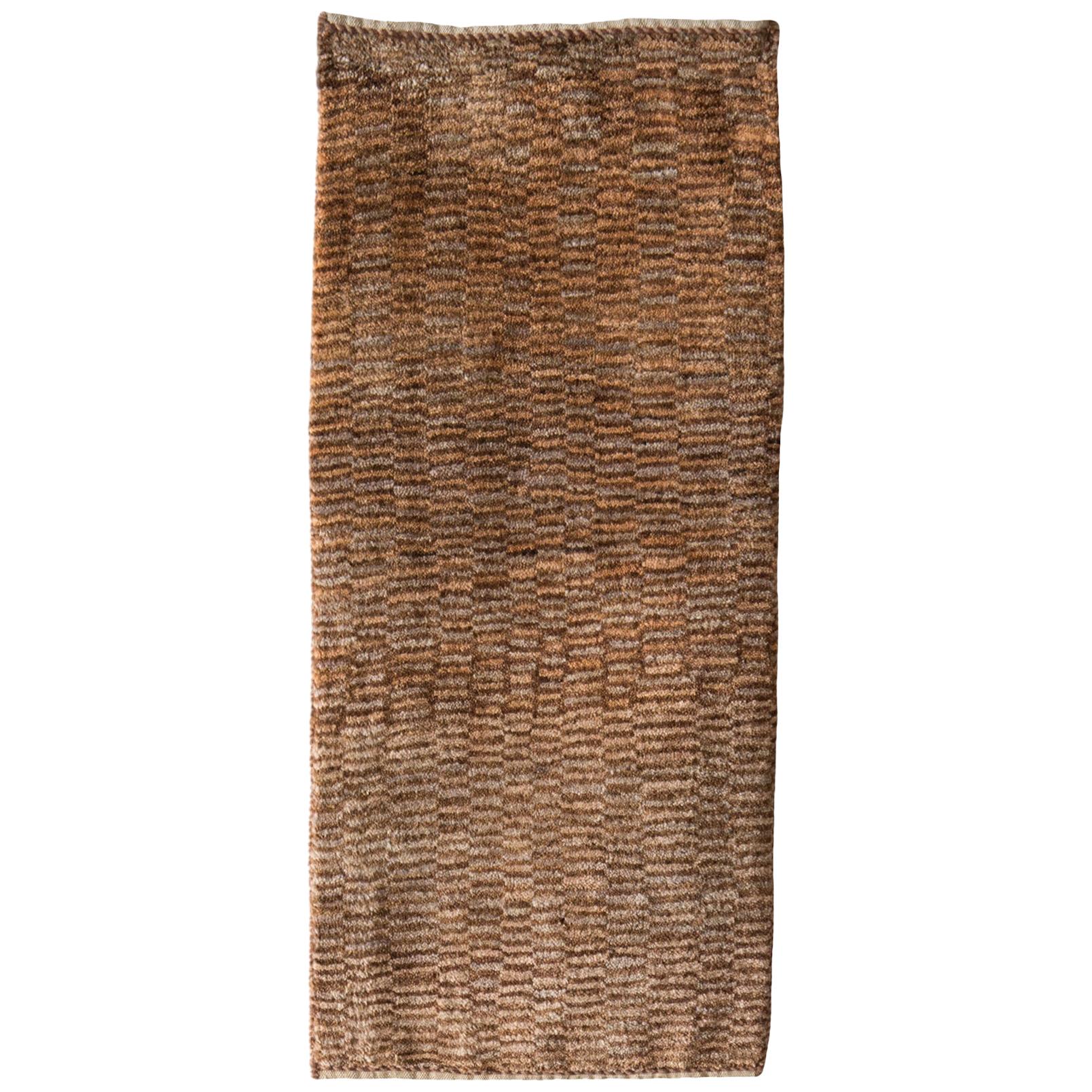 Runner, Neutral and Brown Mosaic Contemporary Gabbeh Persian Wool Rug ...