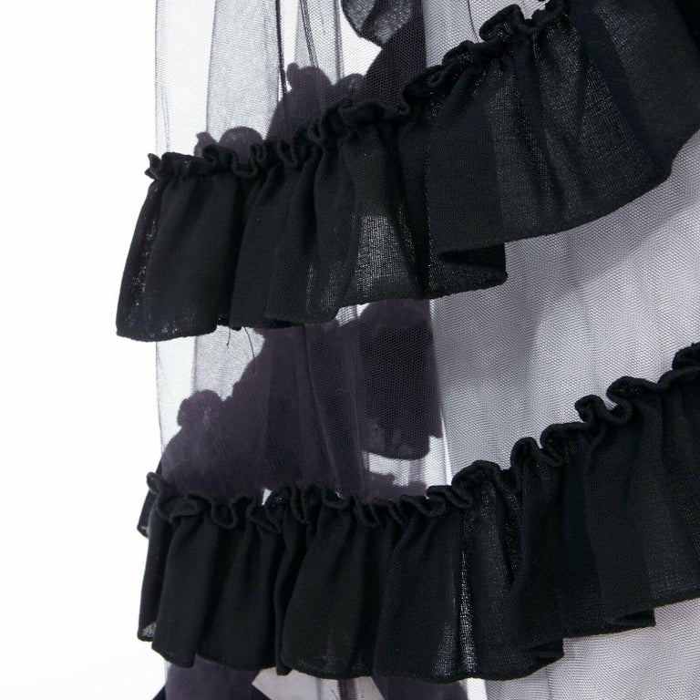 runway ALEXANDER MCQUEEN SS99 black asymmetric ruffle train top maxi ...