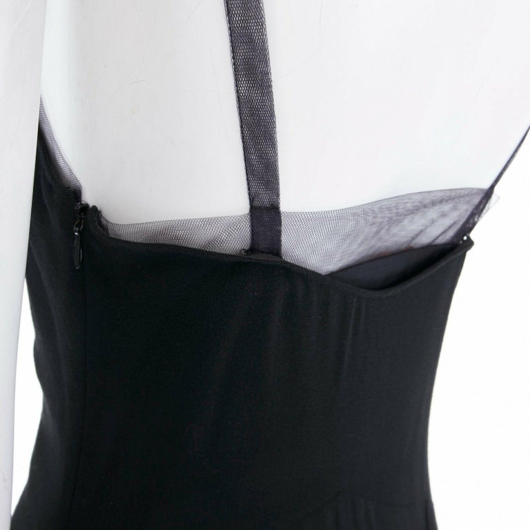 runway ALEXANDER MCQUEEN SS99 black asymmetric ruffle train top maxi ...