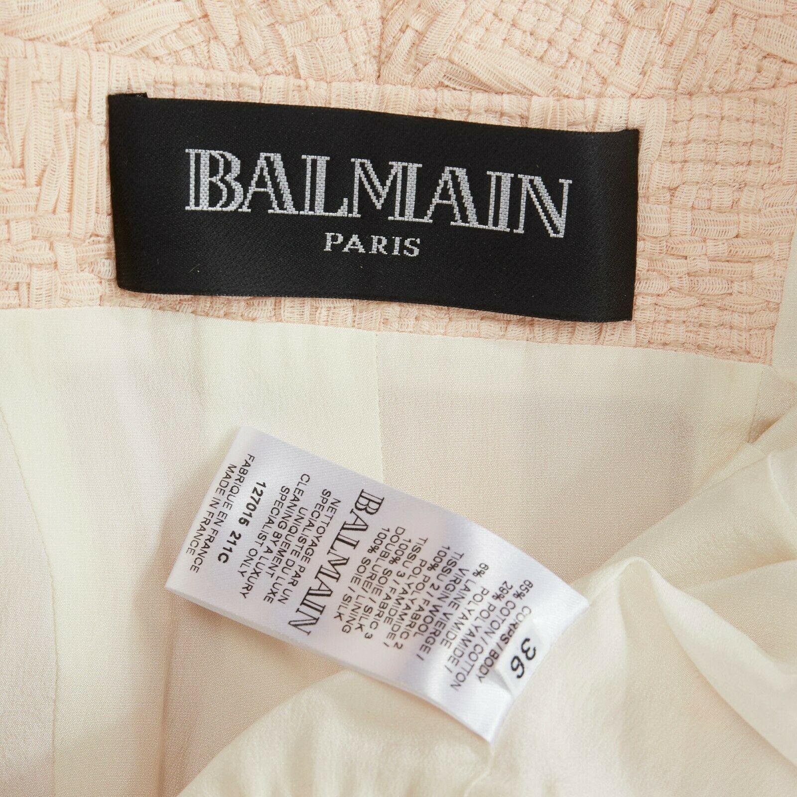 runway BALMAIN 2018 pink knit ruffle trimmed zip detached hem biker ...