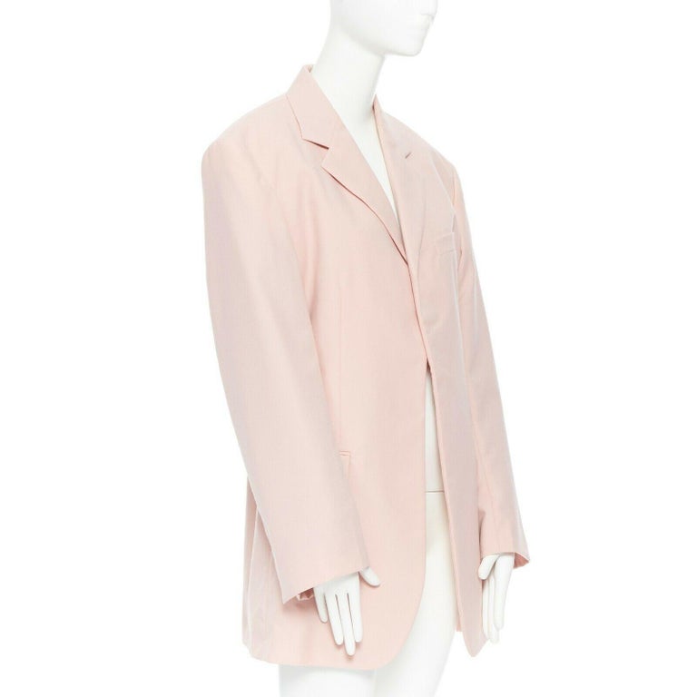 runway CELINE SS18 minimal soft pink oversized boyfriend blazer jacket ...