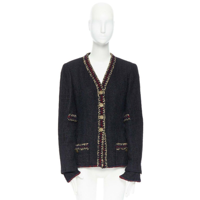 runway CHANEL 10A Paris-Shanghai black lacquered tweed crochet trim ...