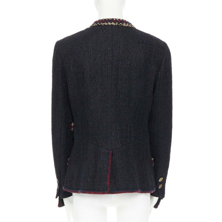 runway CHANEL 10A Paris-Shanghai black lacquered tweed crochet trim ...