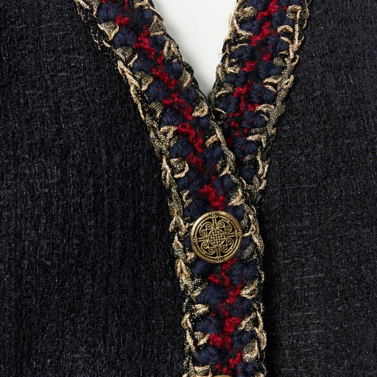 runway CHANEL 10A Paris-Shanghai black lacquered tweed crochet trim ...
