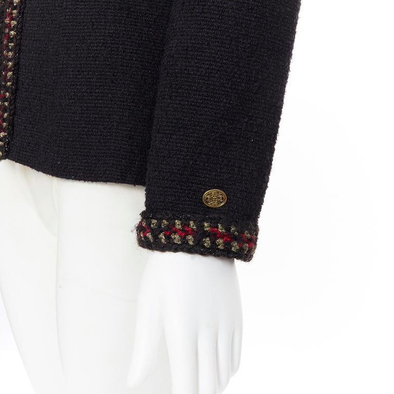 runway CHANEL 10A Paris-Shanghai black tweed red gold crochet trim ...