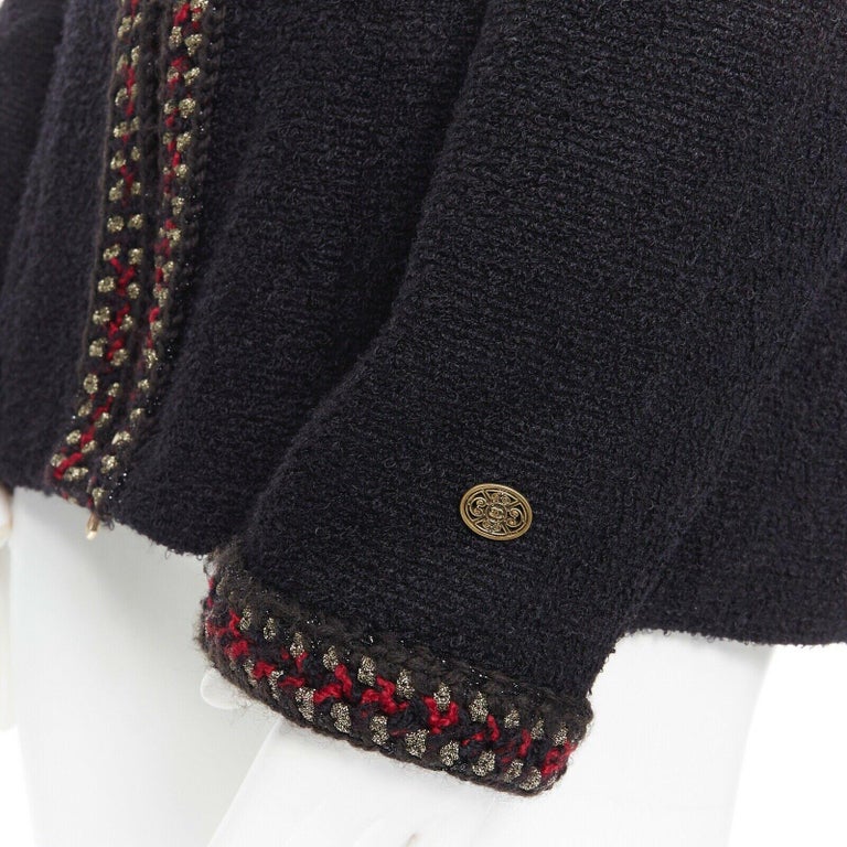 runway CHANEL 10A Paris-Shanghai black tweed red gold crochet trim ...