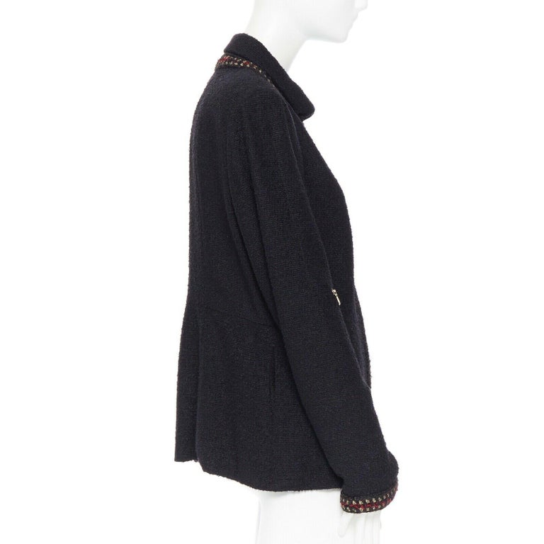 runway CHANEL 10A Paris-Shanghai black tweed red gold crochet trim ...