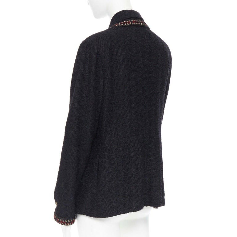 runway CHANEL 10A Paris-Shanghai black tweed red gold crochet trim ...
