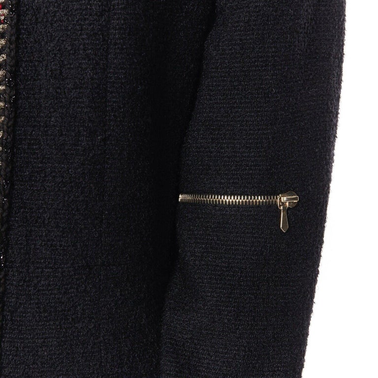 runway CHANEL 10A Paris-Shanghai black tweed red gold crochet trim ...