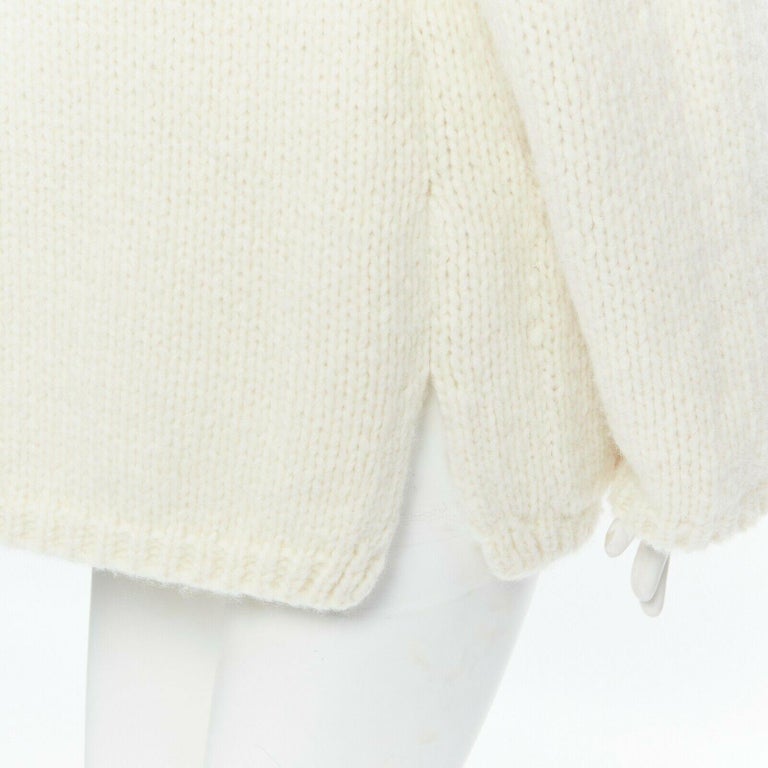 runway CHANEL 18A white alpaca knit dual patch pocket oversized sweater ...