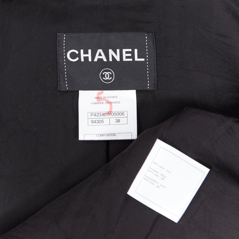 runway CHANEL black tweed silk shawl collar double breasted short ...