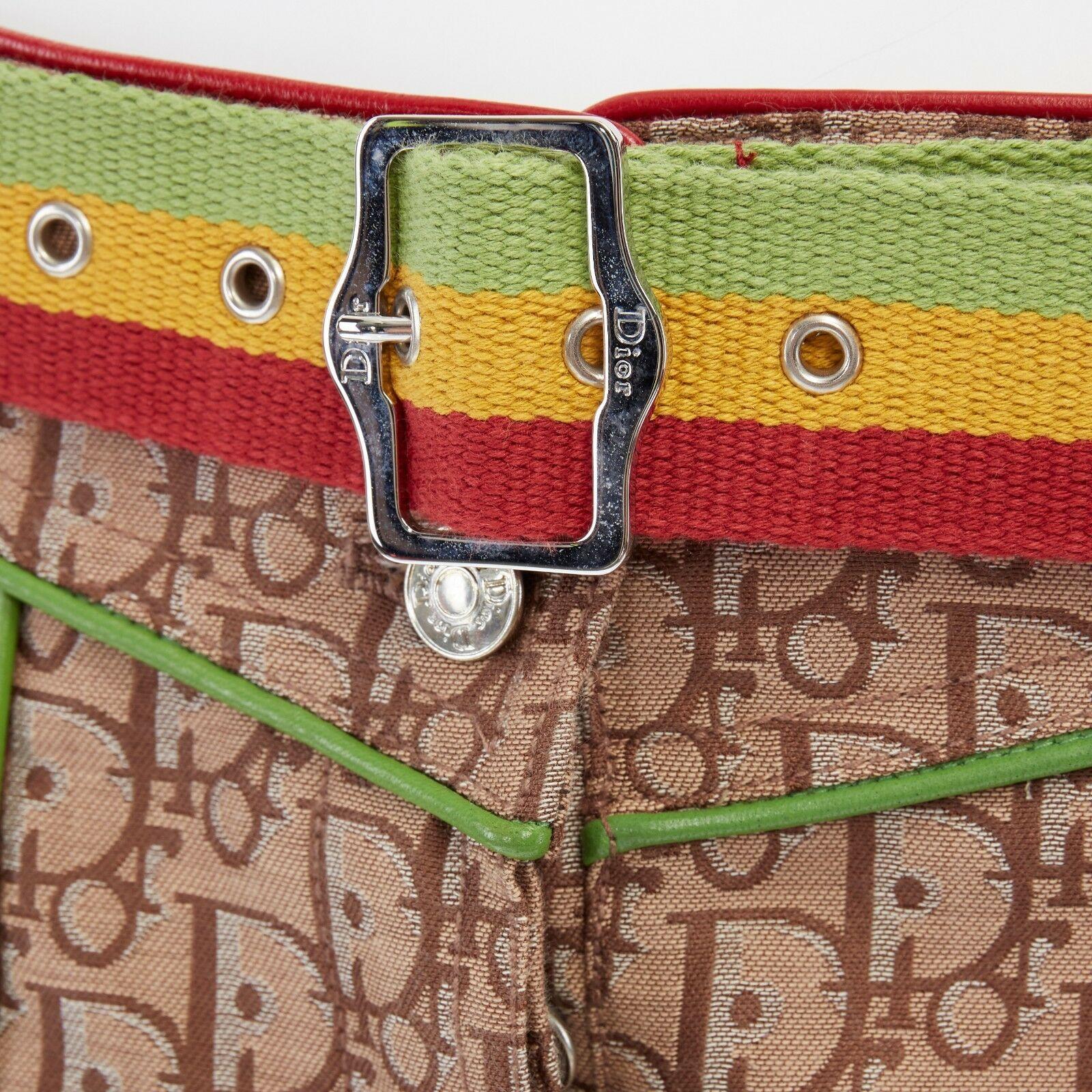 runway CHRISTIAN DIOR GALLIANO Vintage Rasta monogram belted trim skirt ...