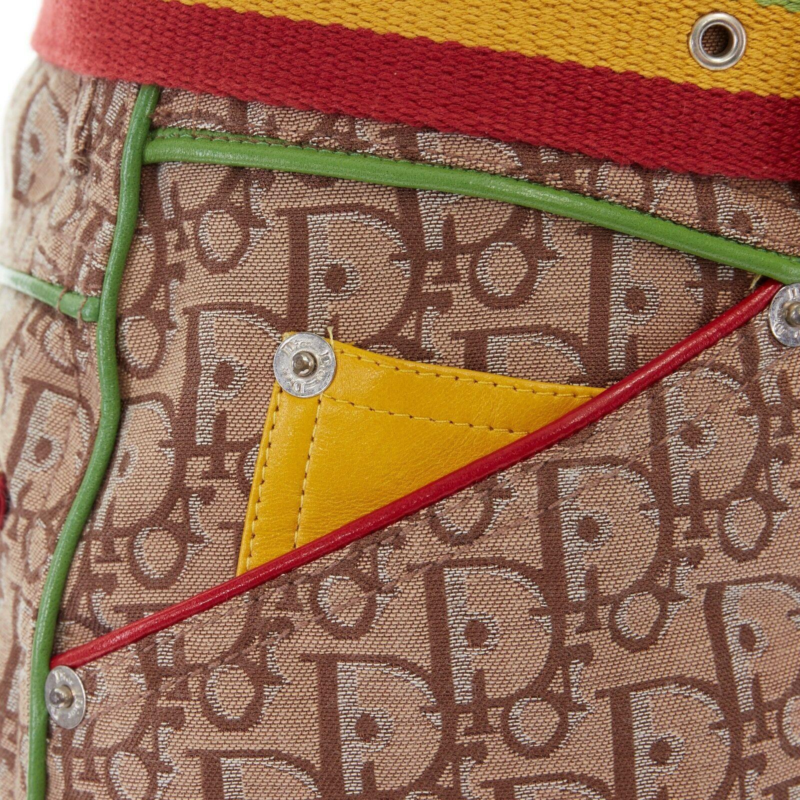 runway CHRISTIAN DIOR GALLIANO Vintage Rasta monogram belted trim skirt ...