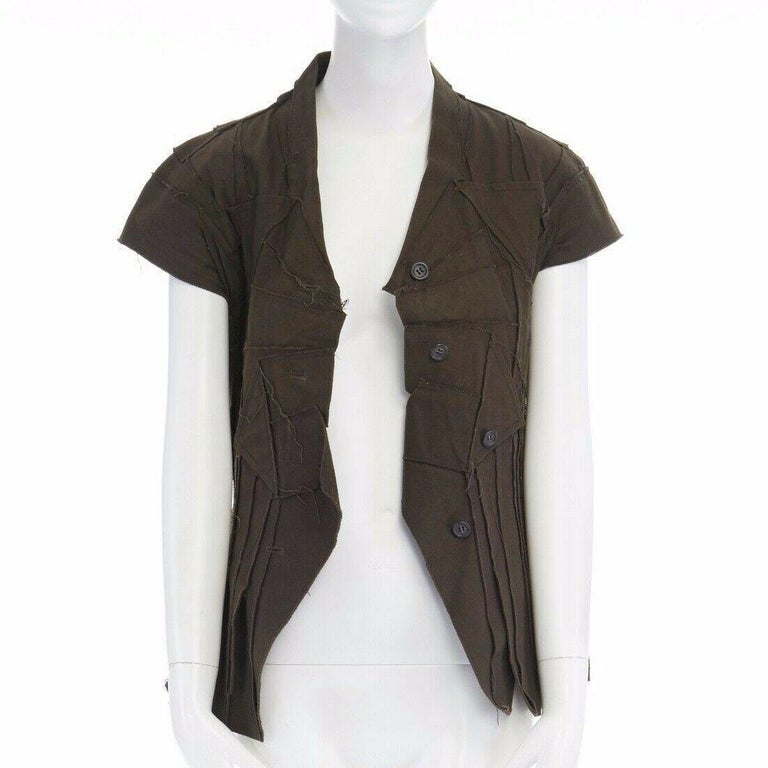runway ISSEY MIYAKE AW2002 green deconstructed patched vest jacket top ...