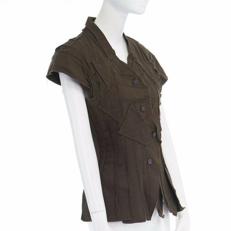 runway ISSEY MIYAKE AW2002 green deconstructed patched vest jacket top ...