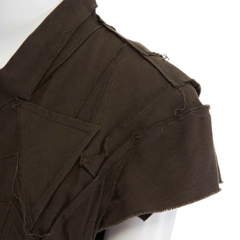 runway ISSEY MIYAKE AW2002 green deconstructed patched vest jacket top ...