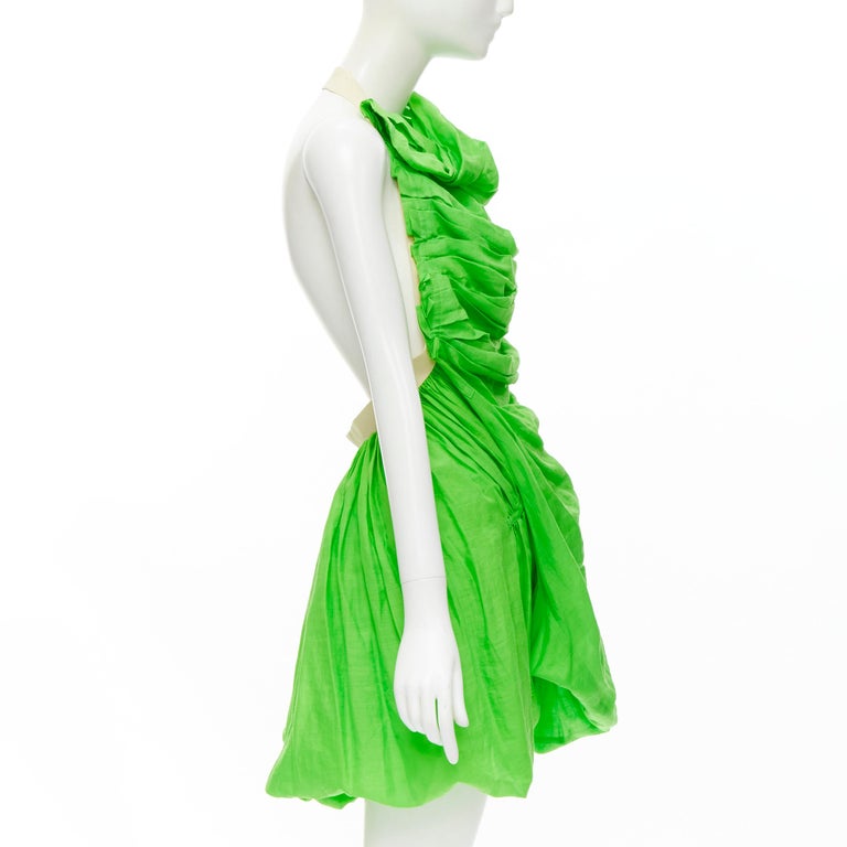 runway JUNYA WATANABE 2007 green ruched cotton halter backless bundle ...