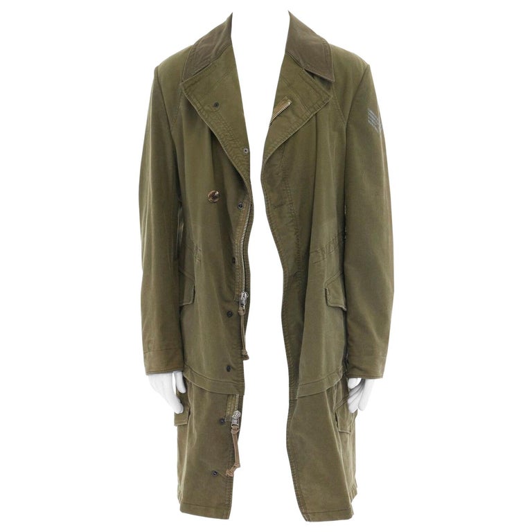 runway JUNYA WATANABE military green cotton deconstructed extended hem ...