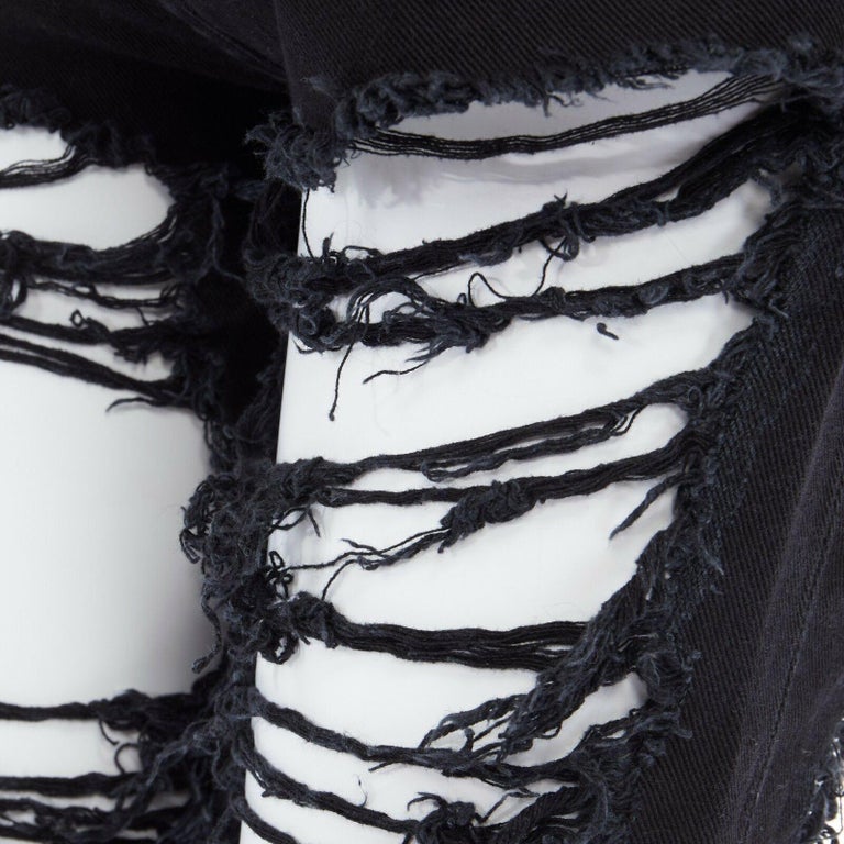 runway MARTIN MARGIELA SS08 black shredded extreme ripped jeans IT42 28 ...