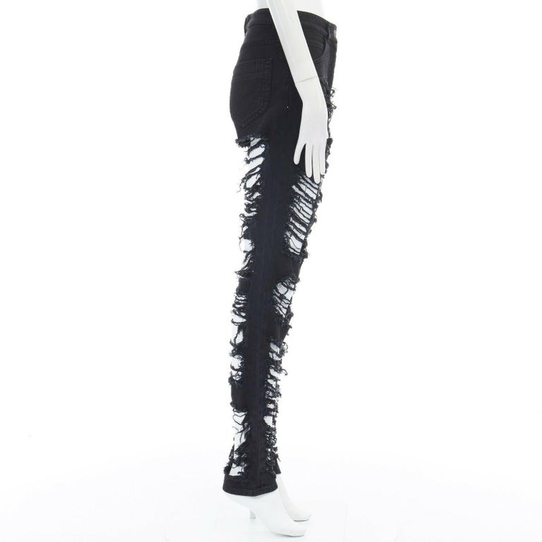 runway MARTIN MARGIELA SS08 black shredded extreme ripped jeans IT42 28 ...