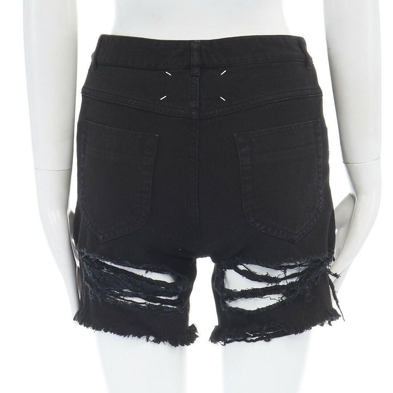 runway MARTIN MARGIELA SS08 black shredded ripped cut off jeans IT40 27 ...