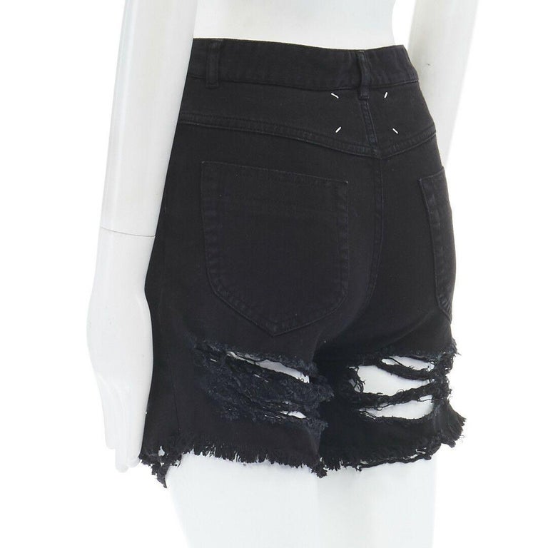 runway MARTIN MARGIELA SS08 black shredded ripped cut off jeans IT40 27 ...