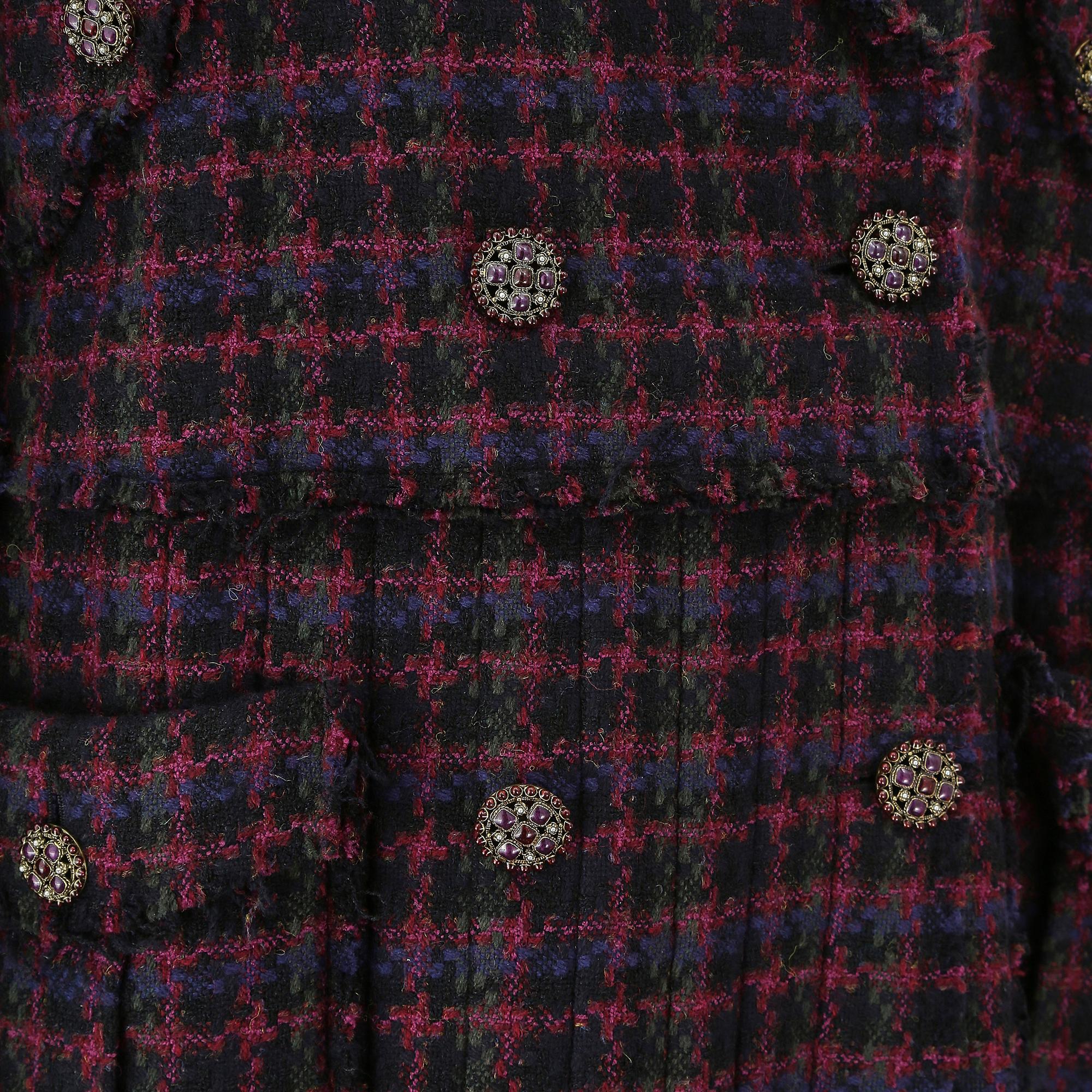 2013 Runway Metiers d’Arts Chanel Purple Tweed Tartan Coat For Sale at ...