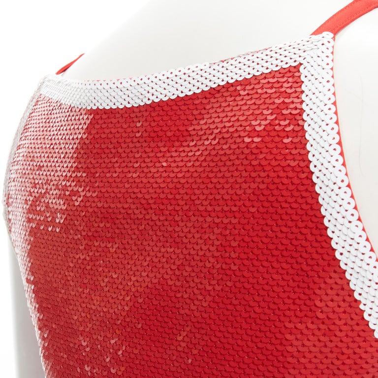 runway MOSCHINO Couture! SHOP Stop sign red sequins cropped top IT42 S ...