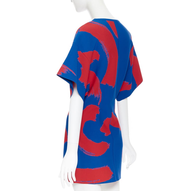 runway OLD CELINE SS14 red blue pop brush stroke oversized tunic tunic ...