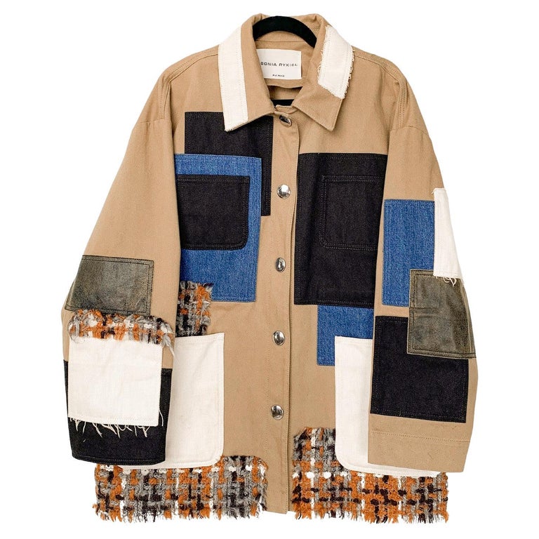 Runway Sonia Rykiel multicolour cotton tweed denim patchwork multi ...