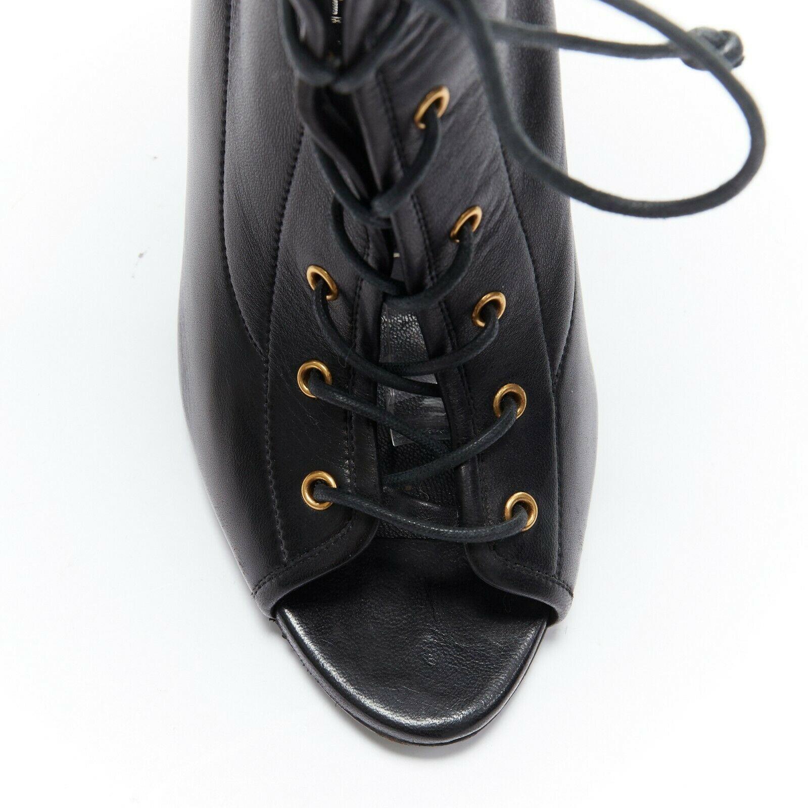 runway TOM FORD SS14 black gold metal stiletto heel lace-up open toe ...