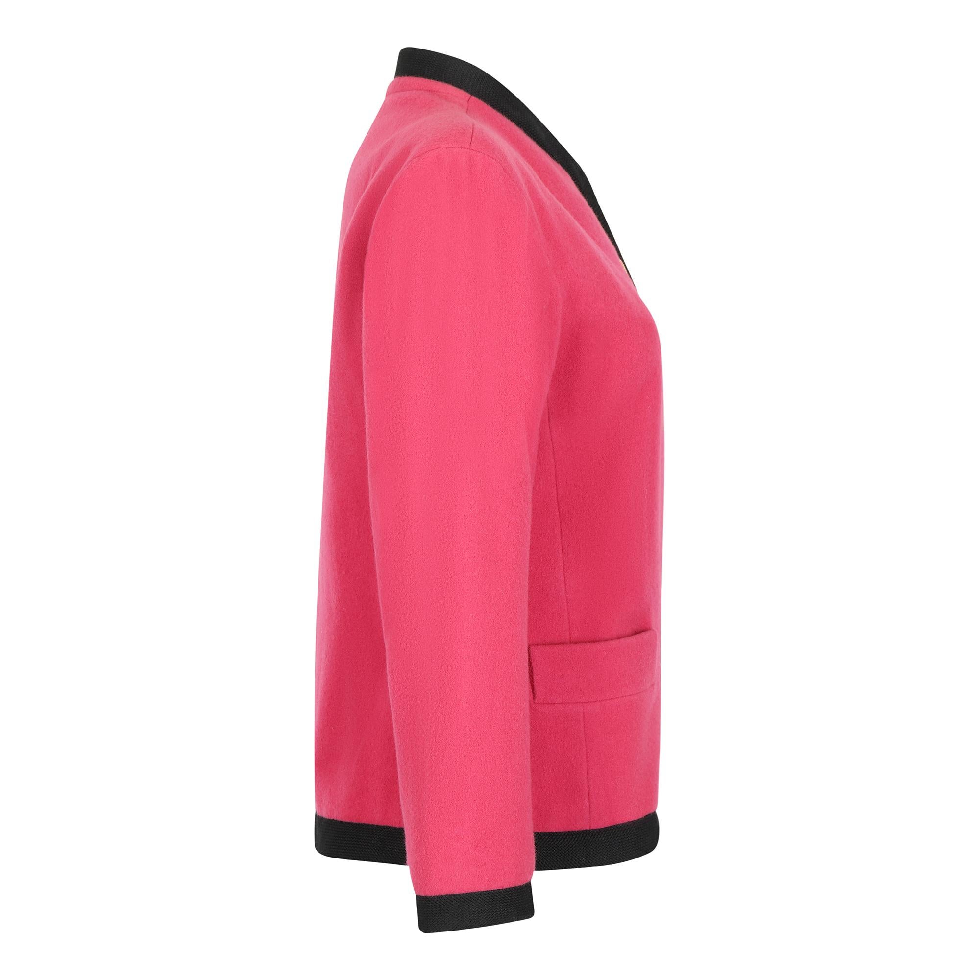 Runway Worn Yves Saint Laurent 1994 Pink Wool Trimmed Jacket at 1stDibs