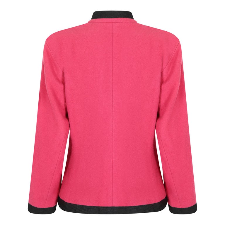 Runway Worn Yves Saint Laurent 1994 Pink Wool Trimmed Jacket at 1stDibs