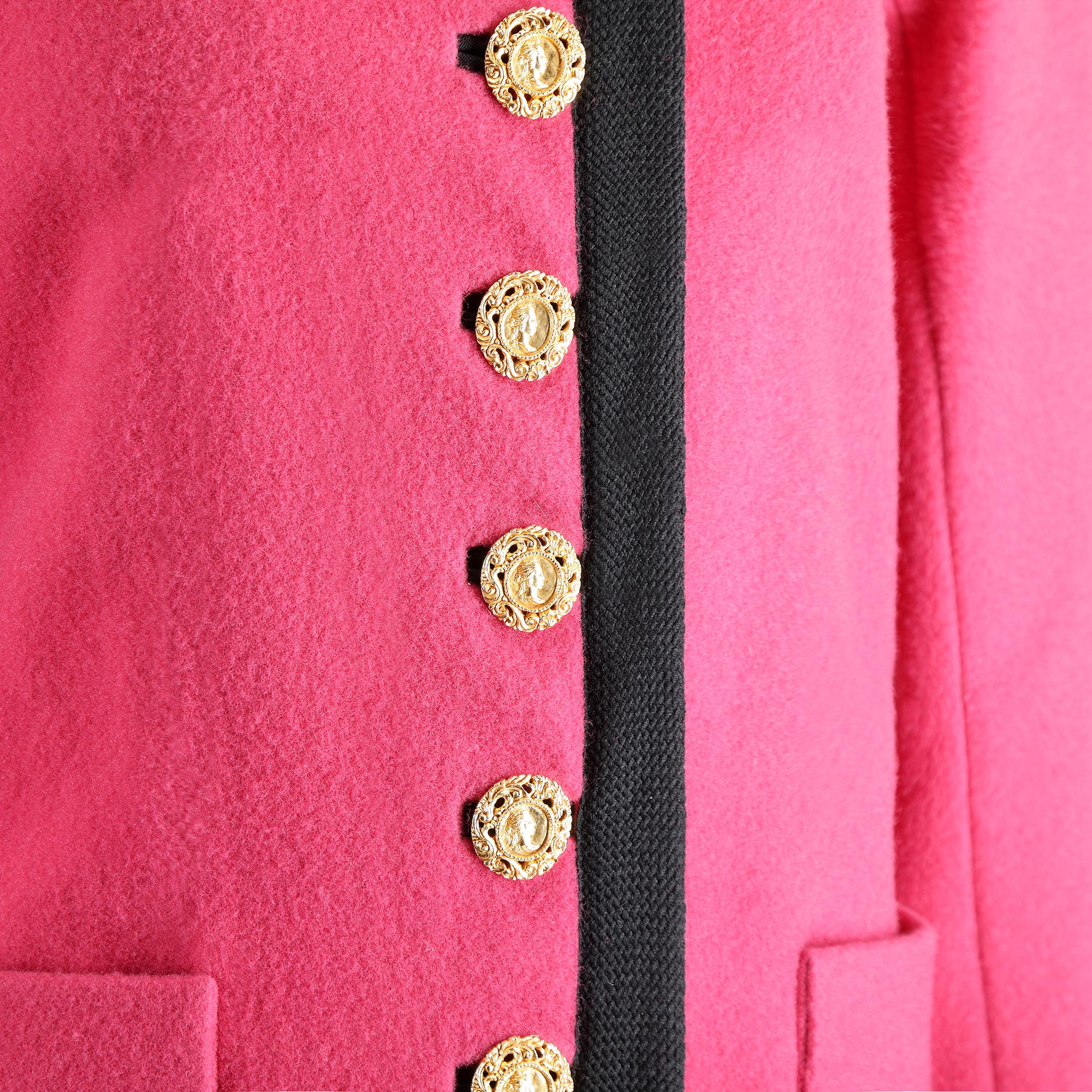 Runway Worn Yves Saint Laurent 1994 Pink Wool Trimmed Jacket at 1stDibs