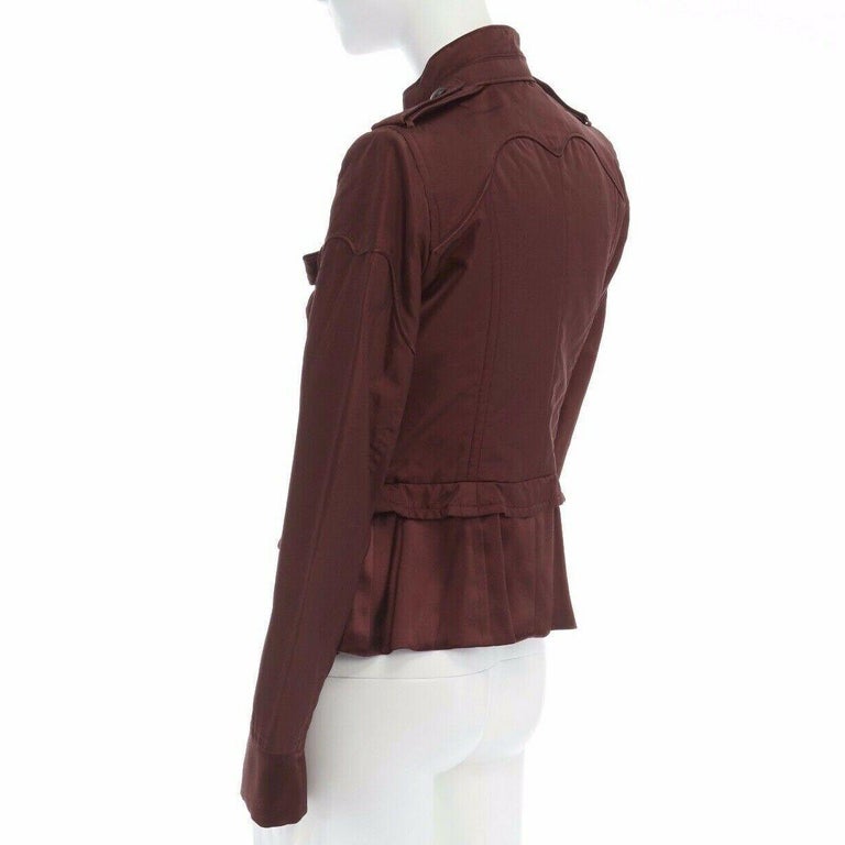 runway YVES SAINT LAURENT TOM FORD red padded silk hem military jacket ...