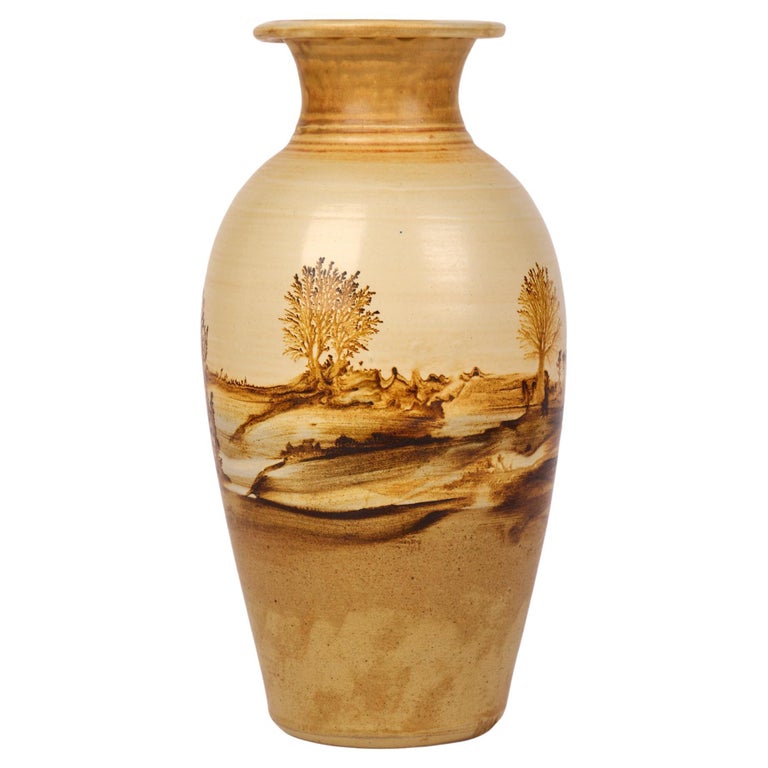 Rupert Andrews Mocha Ware Landscape Design Studio Pottery Vase at 1stDibs