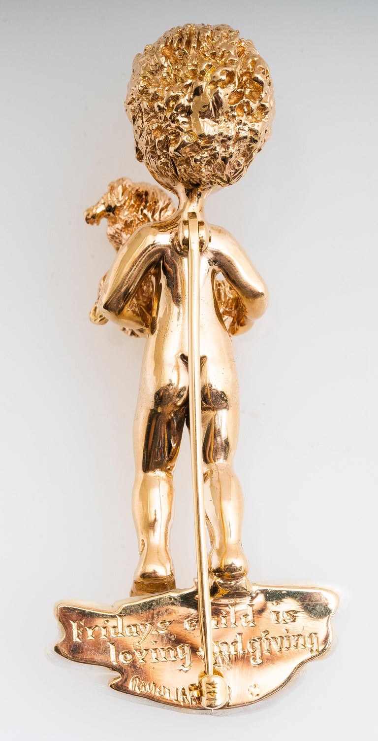 Ruser 14 Karat Yellow River Pearl and Sapphire Friday's Child and Dog ...