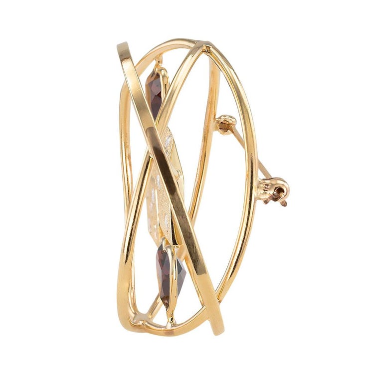 Ruser Garnet Diamond Yellow Gold Dice Brooch For Sale at 1stDibs