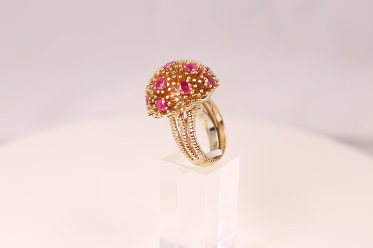 Ruser Yellow Gold Burmese Ruby Dome Ring at 1stDibs