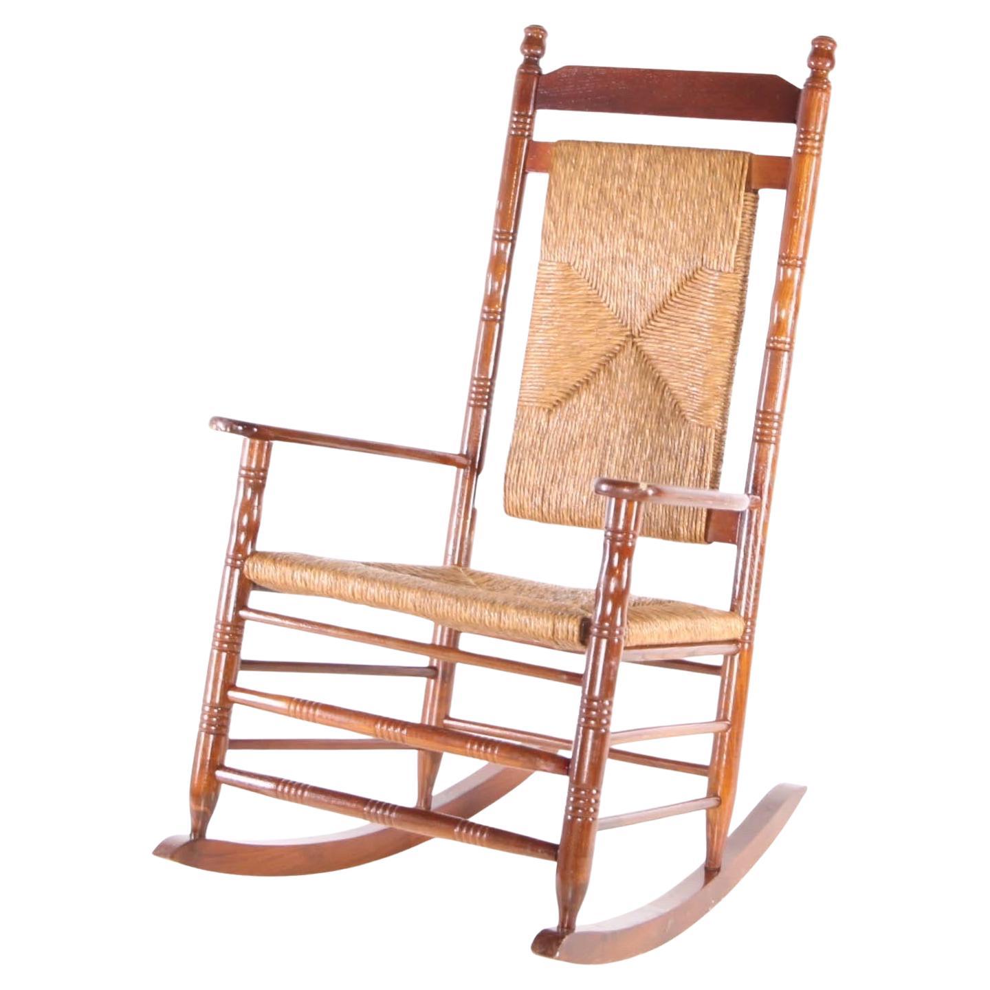 Rattan rocking chair For Sale at 1stDibs