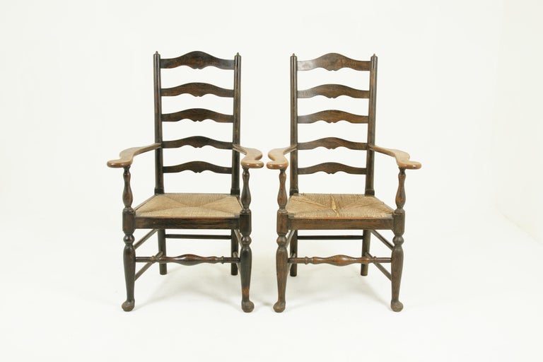 Rush Seat Chairs, Set of 14 Chairs, 12+2 Chairs, 14 Dining Chairs, 1920 ...