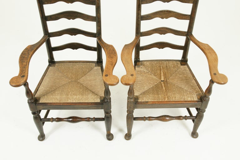 Rush Seat Chairs, Set of 14 Chairs, 12+2 Chairs, 14 Dining Chairs, 1920 ...