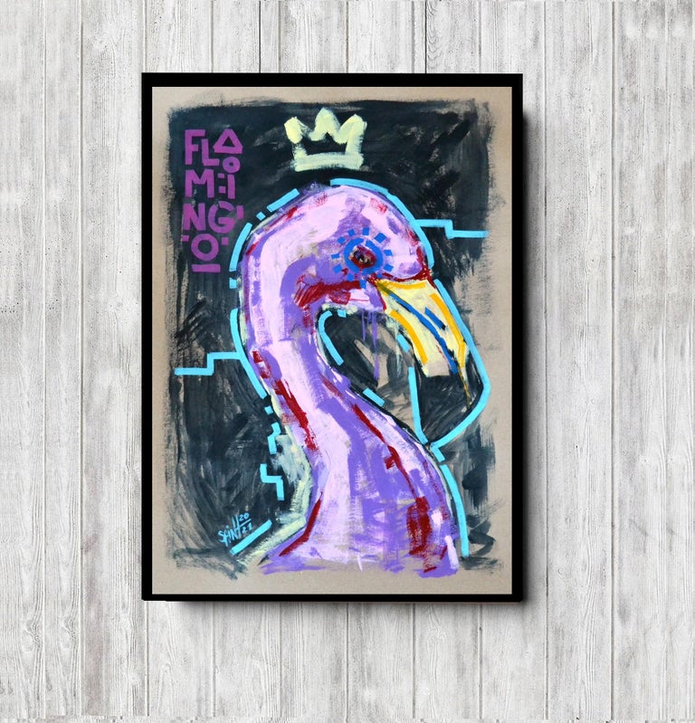 Ruslan Aksenov - Flamingo Cyberpunk Large Painting Original Art at 1stDibs
