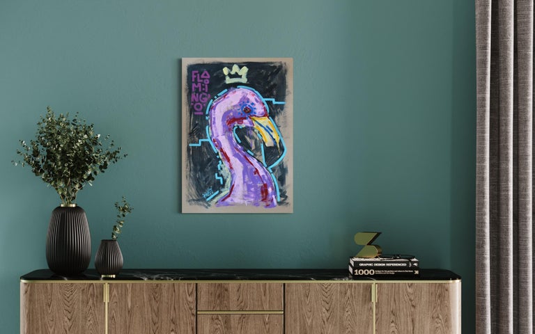 Ruslan Aksenov - Flamingo Cyberpunk Large Painting Original Art at 1stDibs