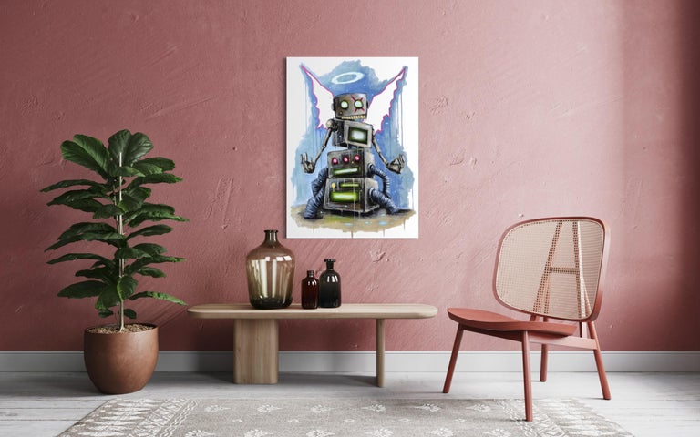 Ruslan Aksenov - Grande peinture d'art d'origine - Robot - Fantôme de ...