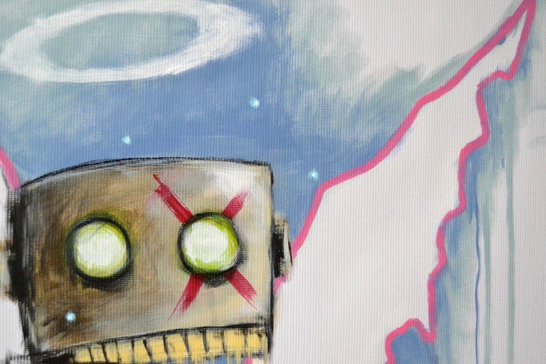 Ruslan Aksenov - Grande peinture d'art d'origine - Robot - Fantôme de ...