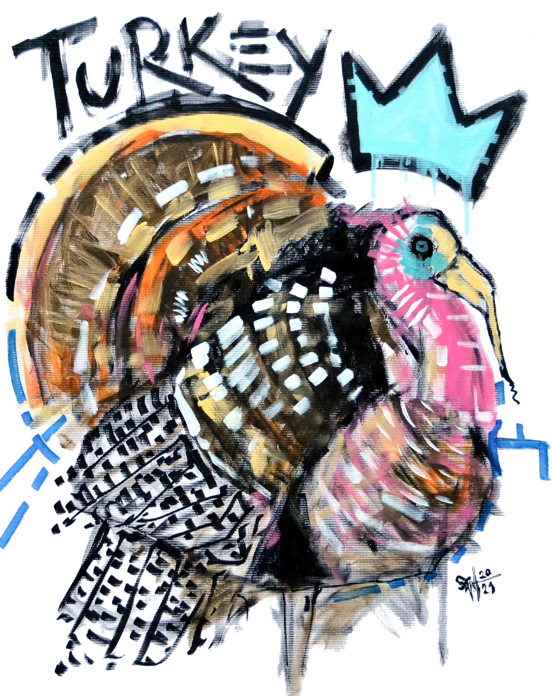 Ruslan Aksenov - Flamingo Cyberpunk Large Painting Original Art at 1stDibs