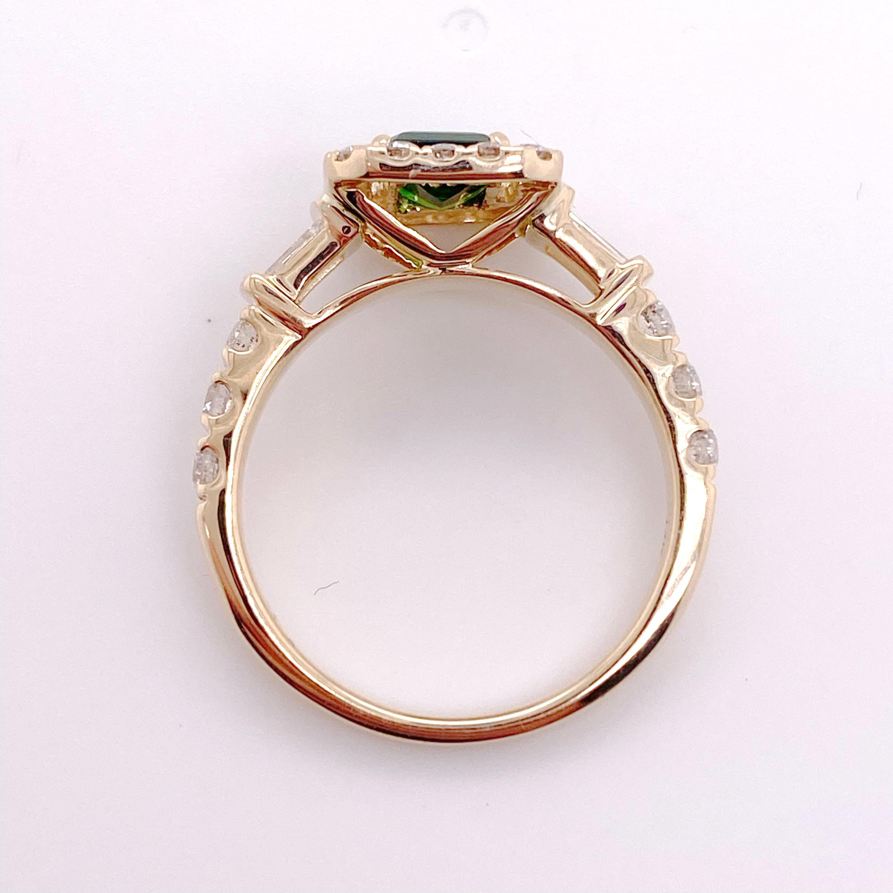 Russalite Diamond Ring Diamond Halo Genuine and Natural Emerald Cut ...