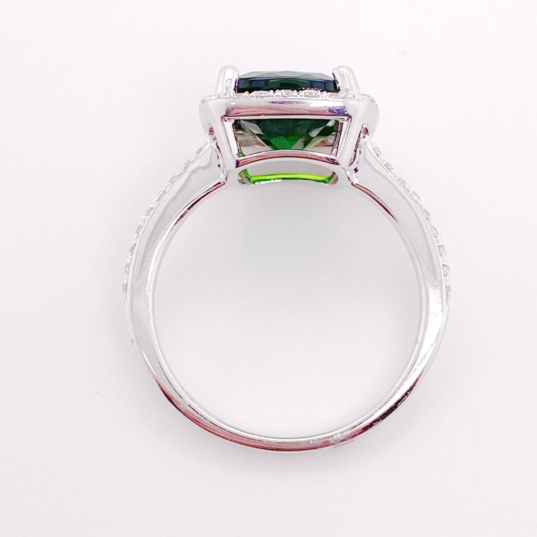 Russalite Diamond Ring, White Gold, Diamond Halo Genuine Natural ...